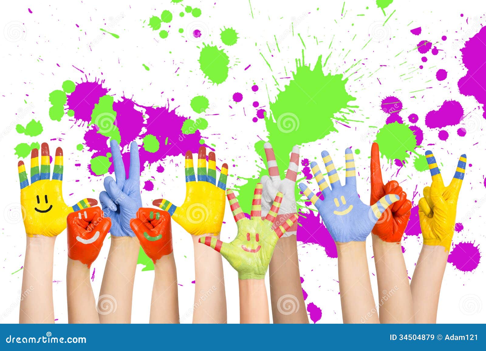 Painted children s hands stock image. Image of craft - 34504879