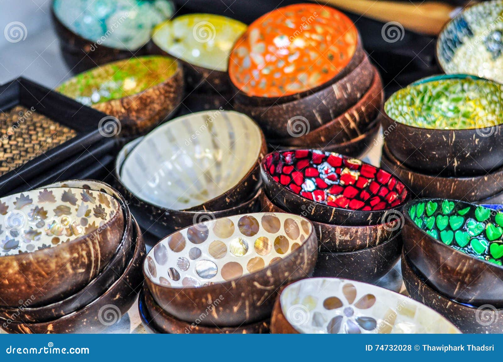 Painted Coconut Shell stock photo. Image of paint, heart - 74732028