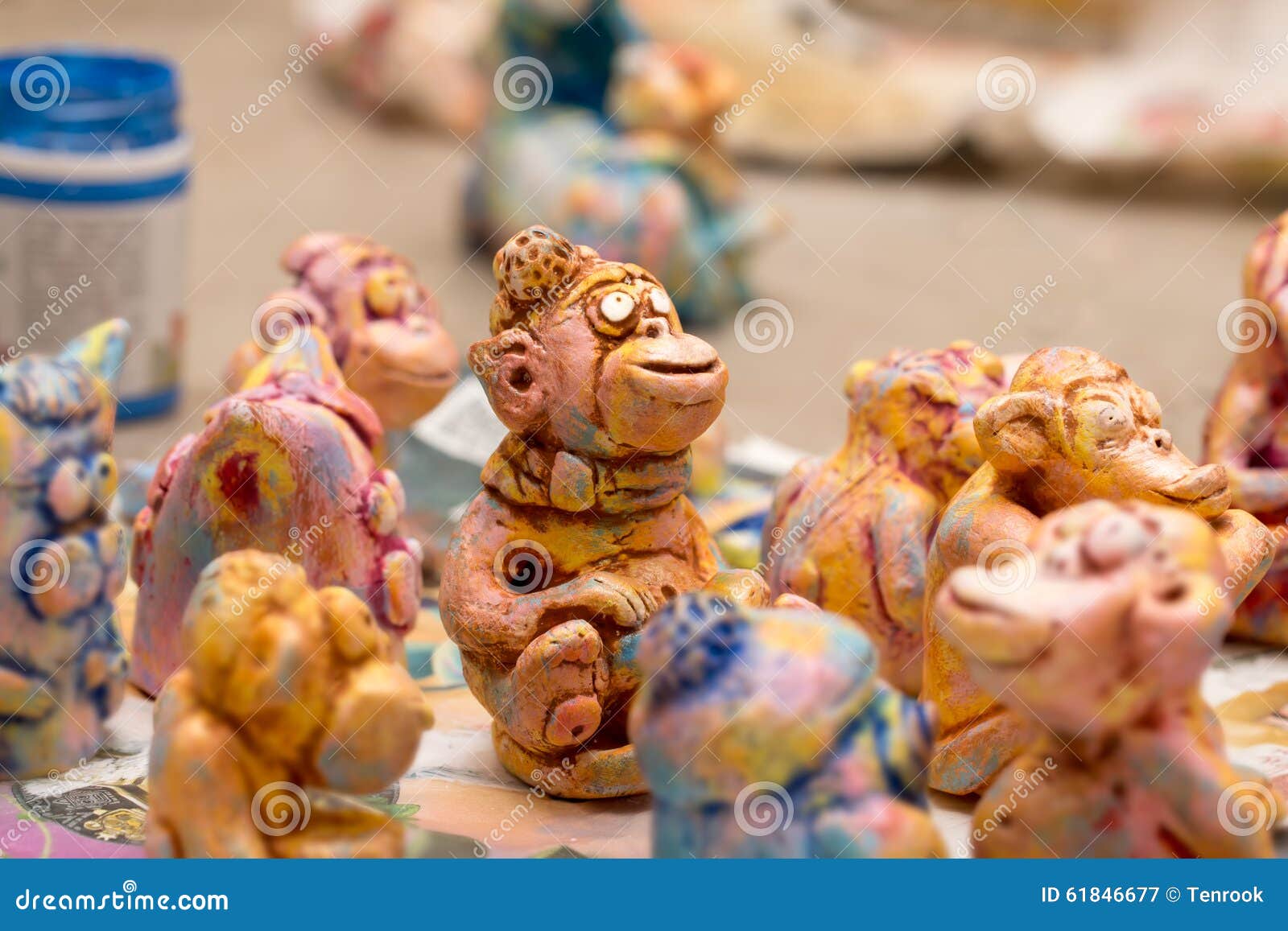 Painted Colorful Handmade Clay Figurines of Monkeys Stock Image - Image ...