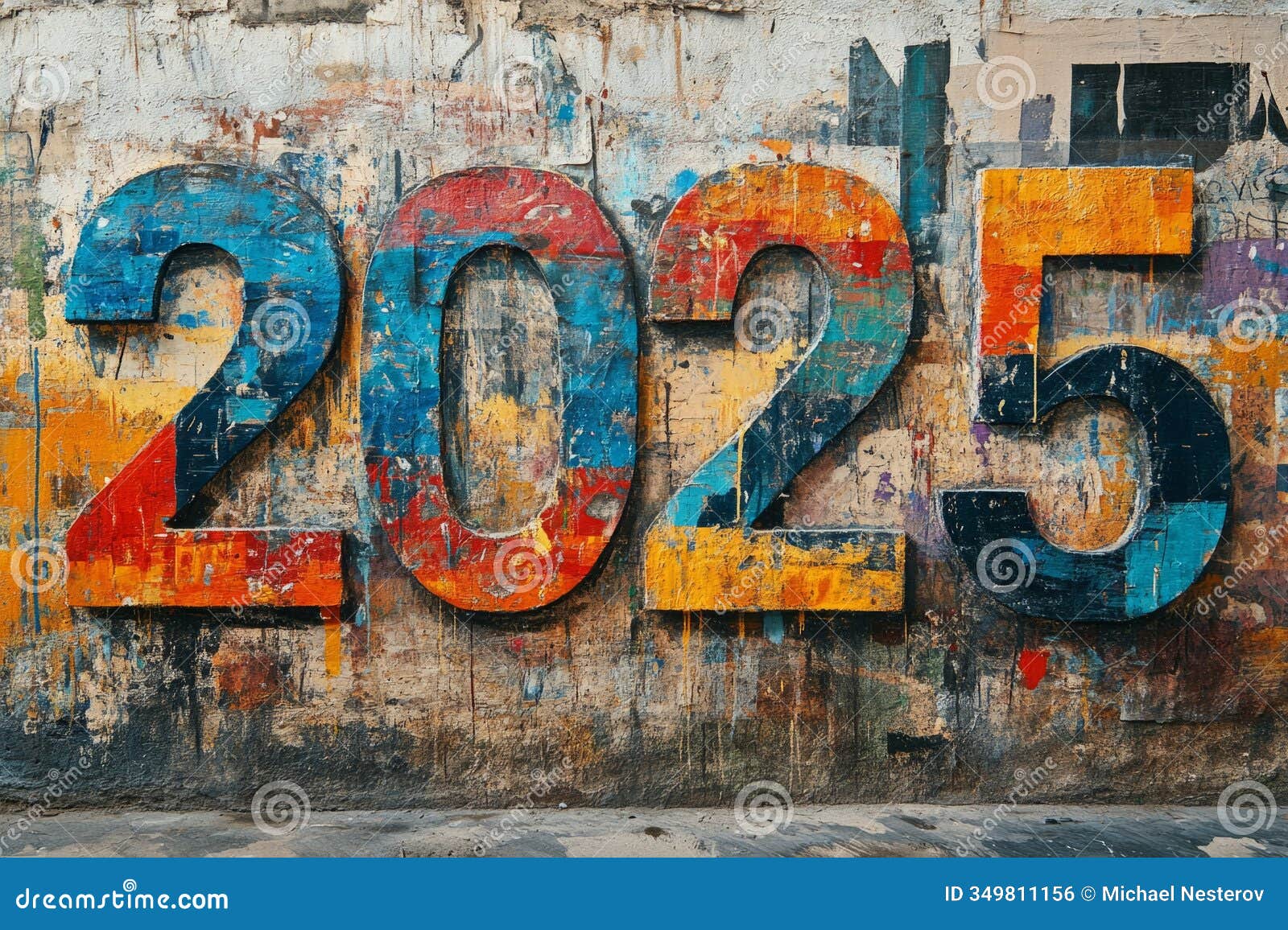 2025 Painted on a Colorful Wall Representing the Future Stock Photo ...
