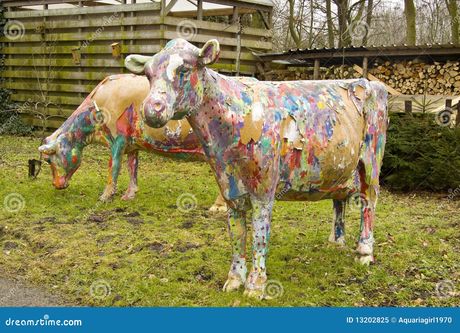 Painted cows stock image. Image of cows, painted, landscape - 13202825