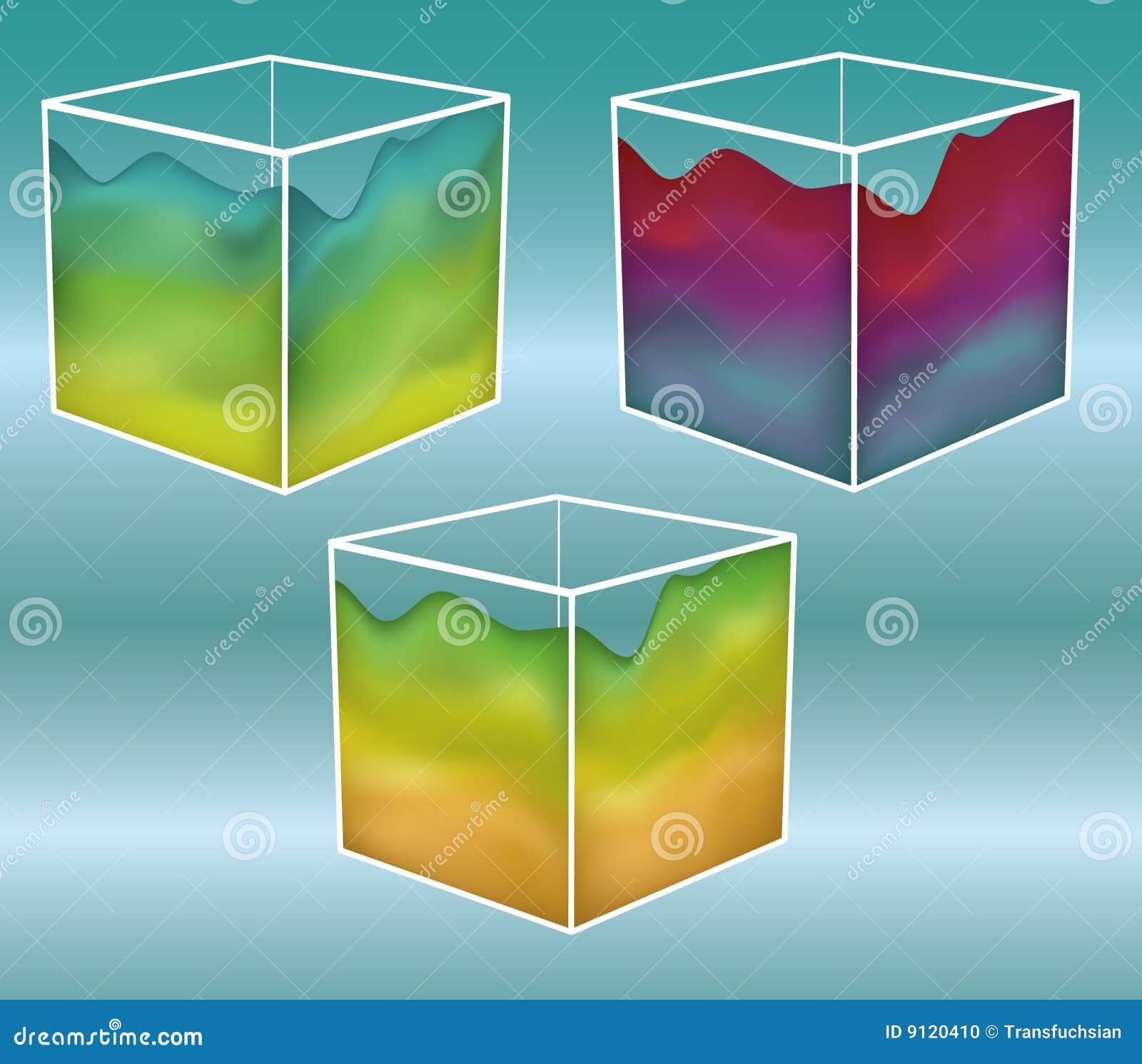 Painted cubes stock vector. Illustration of shape, green - 9120410