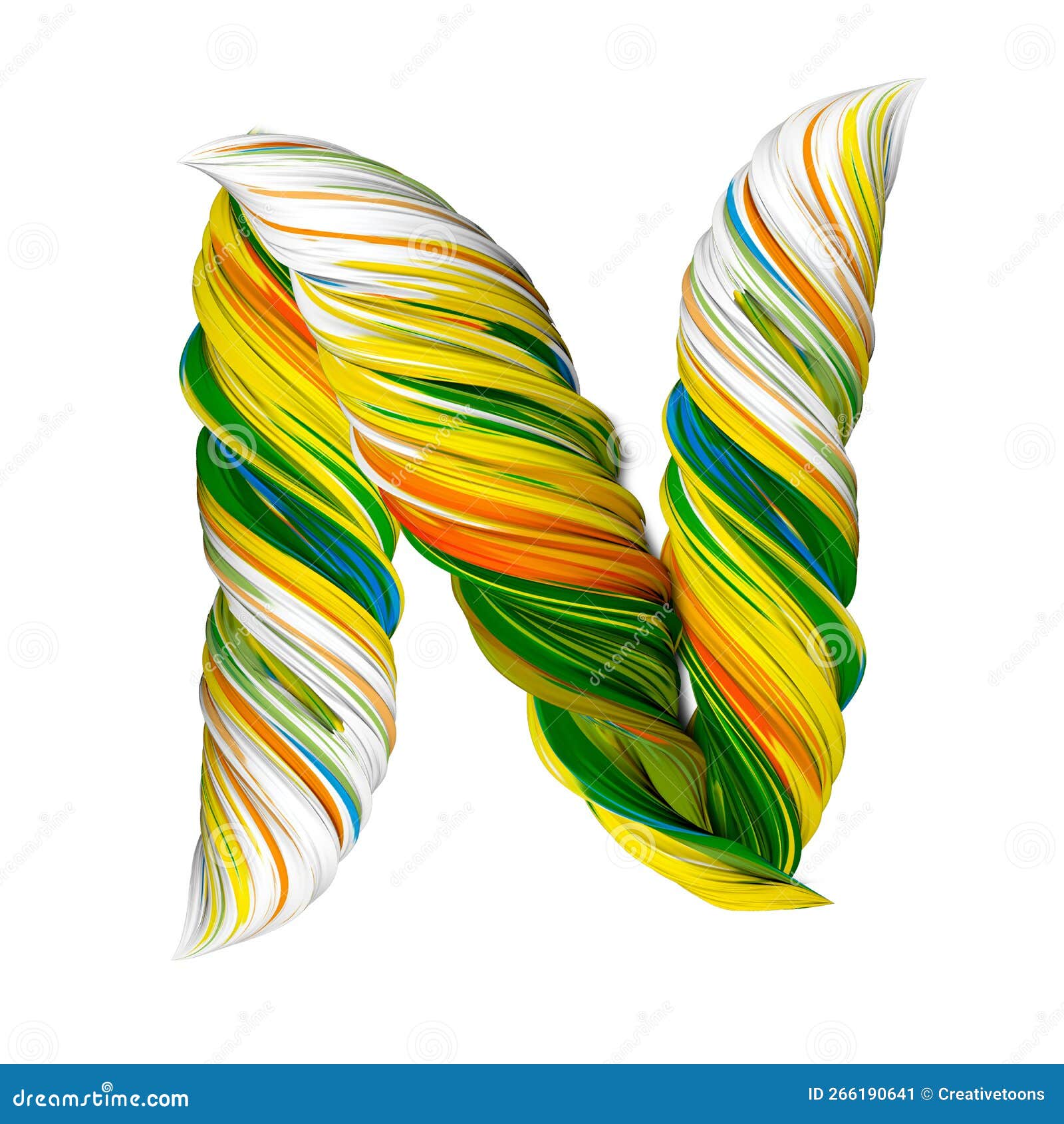 Painted 3d Letters, Acrylic Letter N. Green and Yellow Letter Stock ...