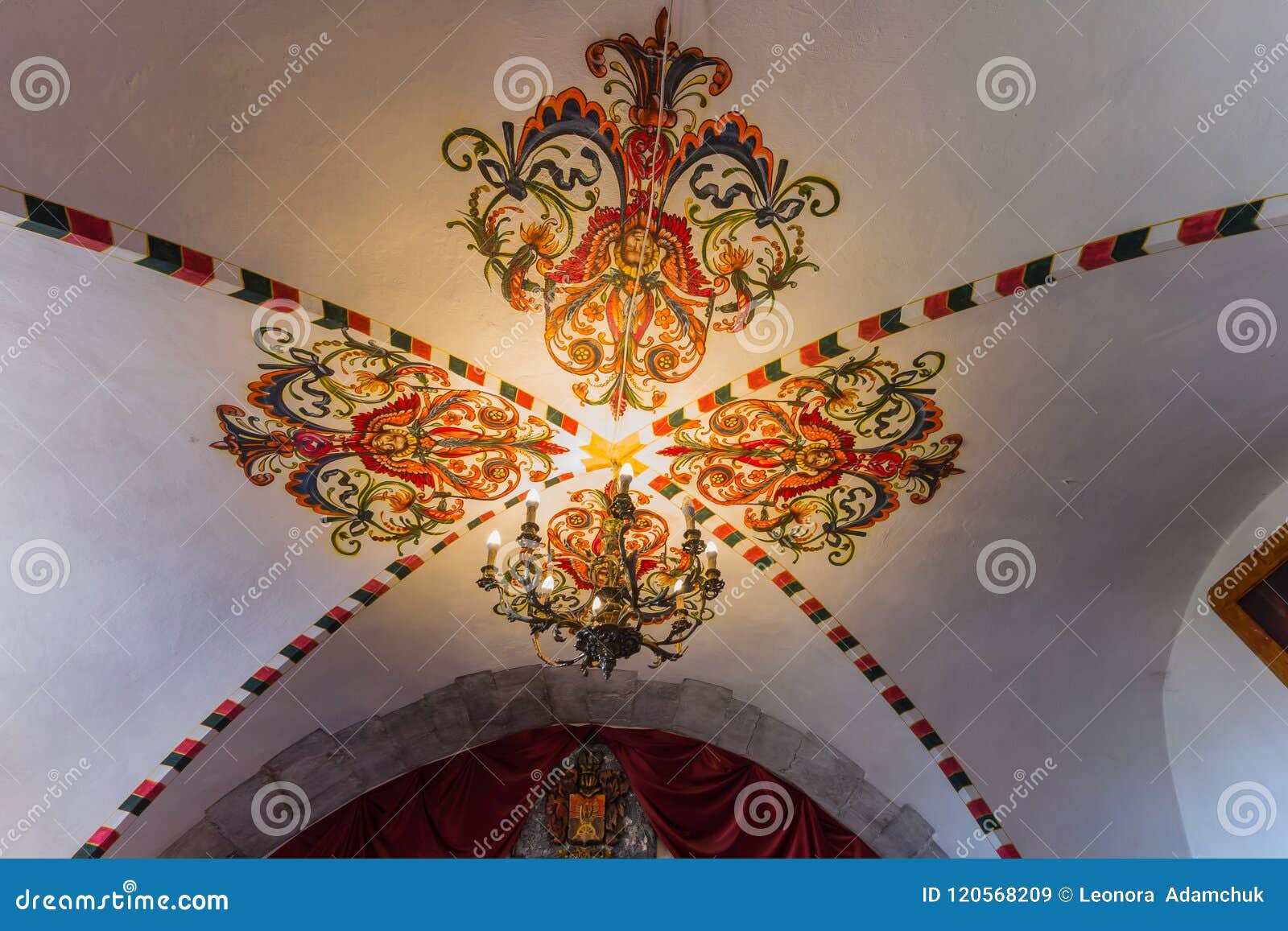 Painted with Decorative Patterns of the Ceiling of a Medieval Rich ...