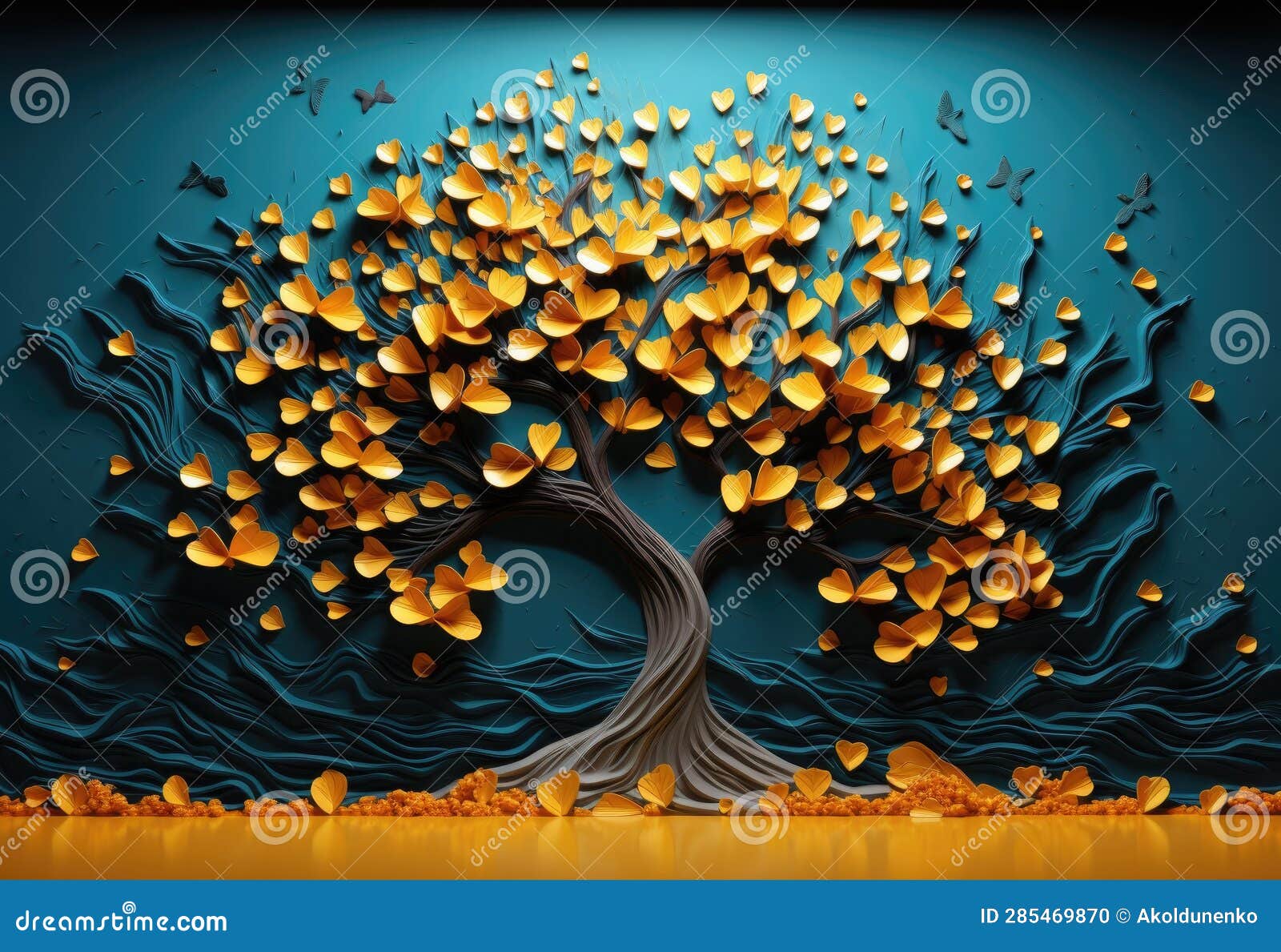 Painted Digital Tree Tree Murals Stock Illustration - Illustration of ...