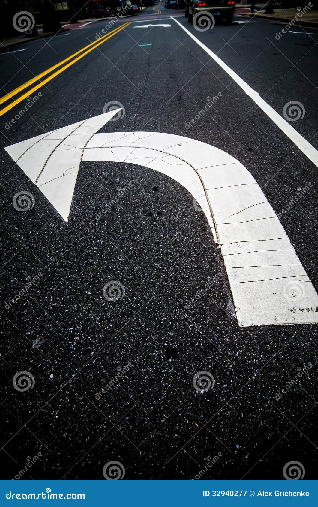 Painted Direction Arrow on Pavement Stock Image - Image of place, right ...