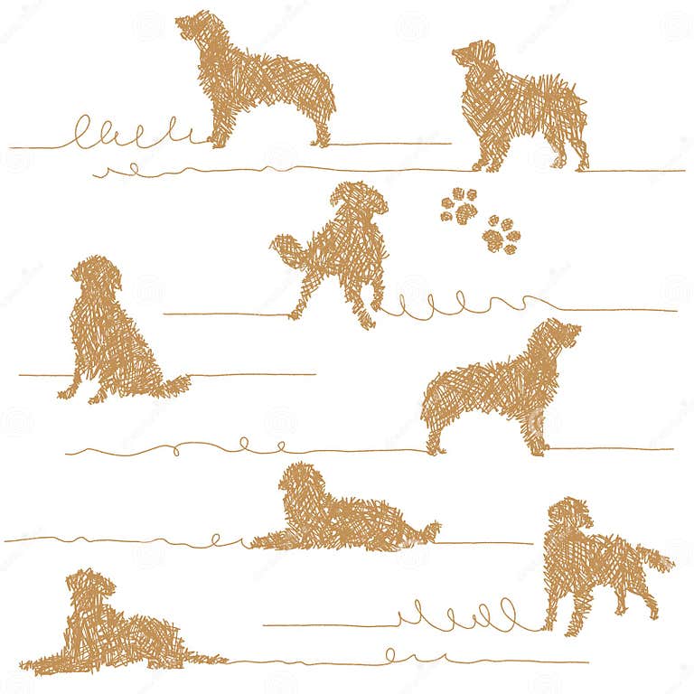 A Collection of Abstract Illustrations of Dogs, Stock Vector ...