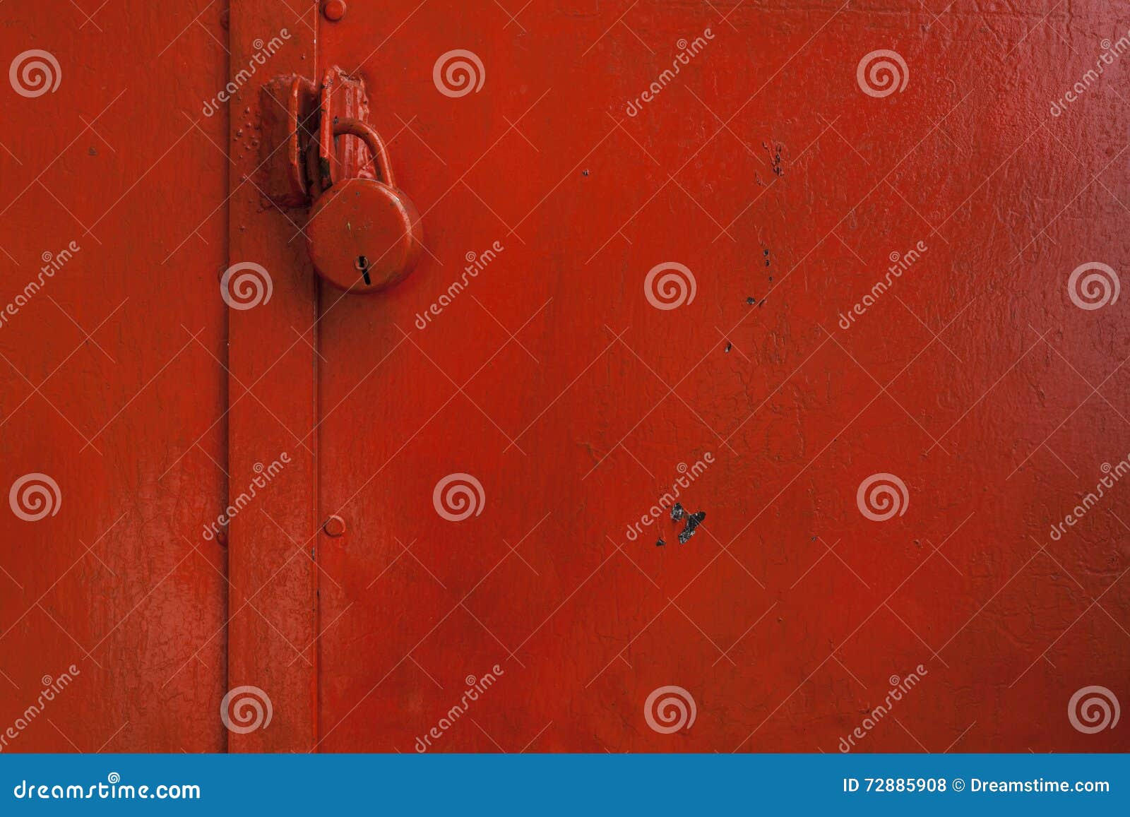 Painted Door with Red Color with Lock Stock Photo - Image of texture ...