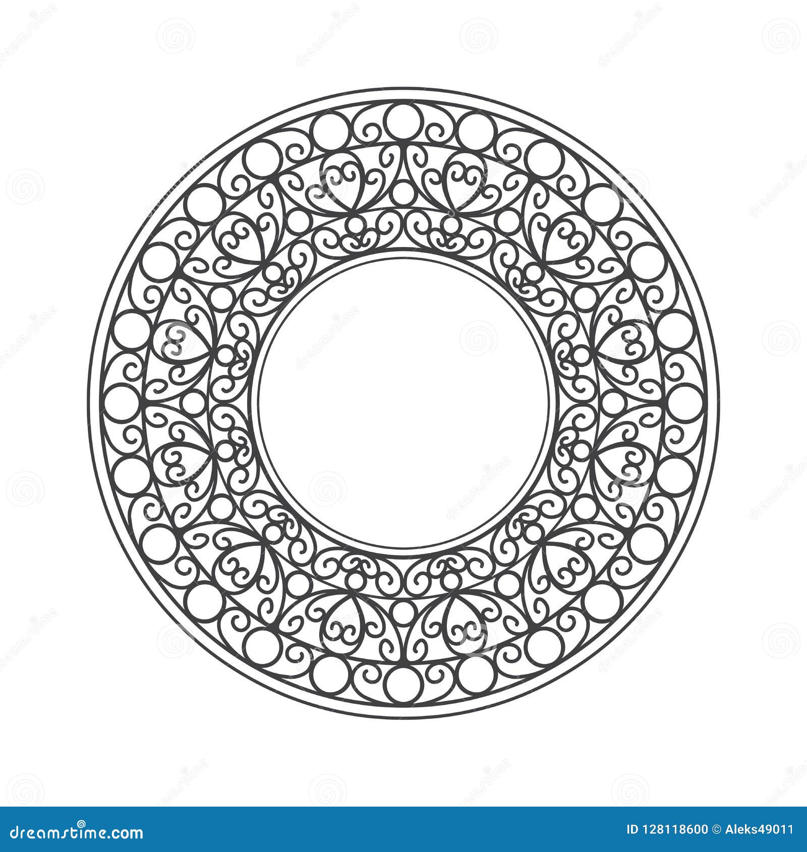 Flower Pattern in a Circle .Ornament in a Circle, Vector. Stock Vector ...