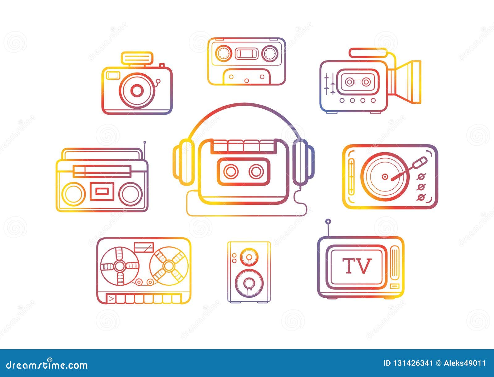 Retro Technology Icon Set .Linear Gradient Icons Stock Vector ...
