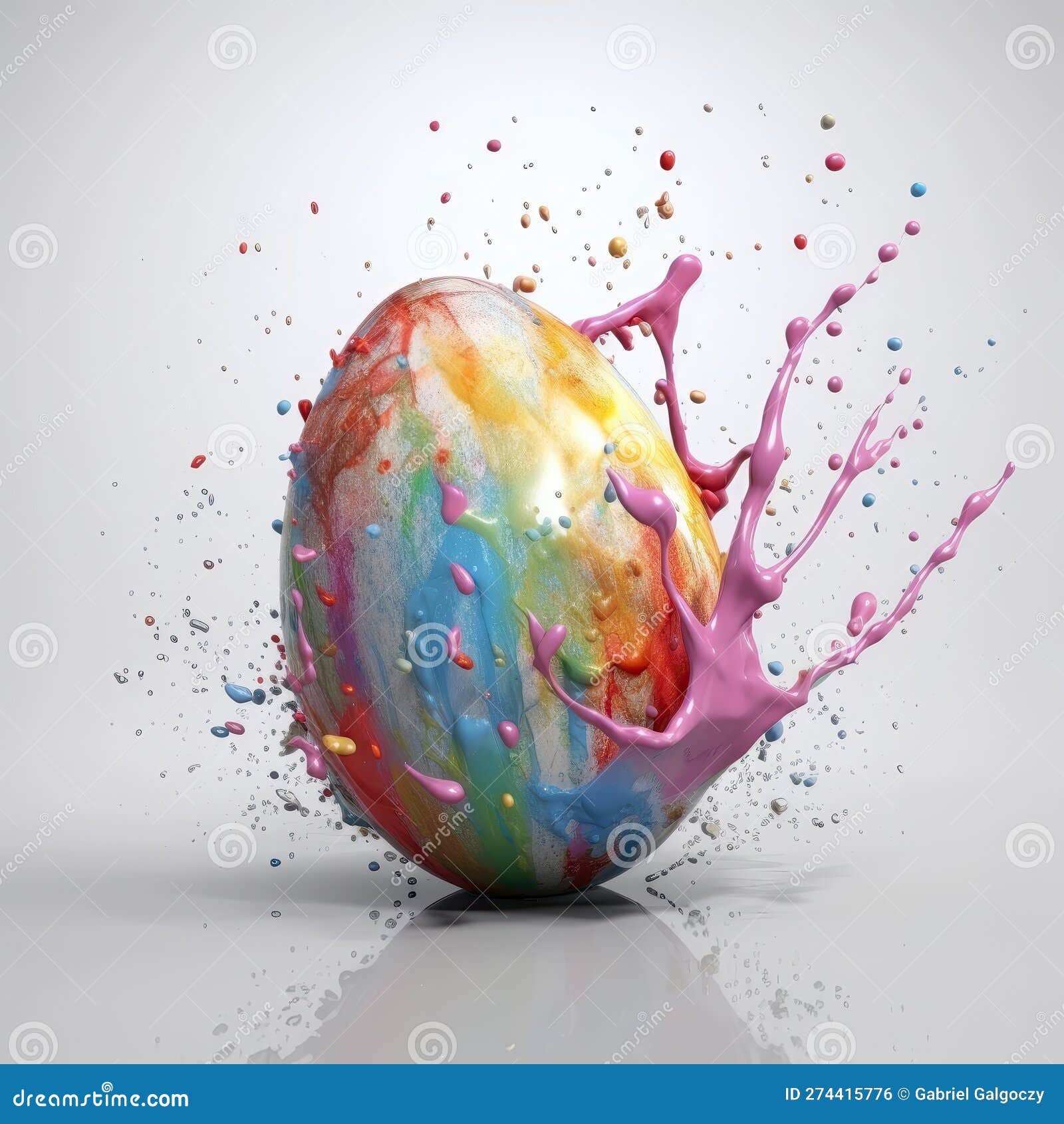 Painted Easter Egg with Colorful Paint Splash Isolated Stock ...