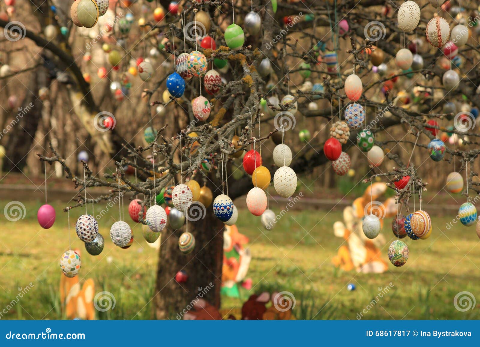 Painted Easter Eggs on the Tree Stock Image - Image of decoration ...