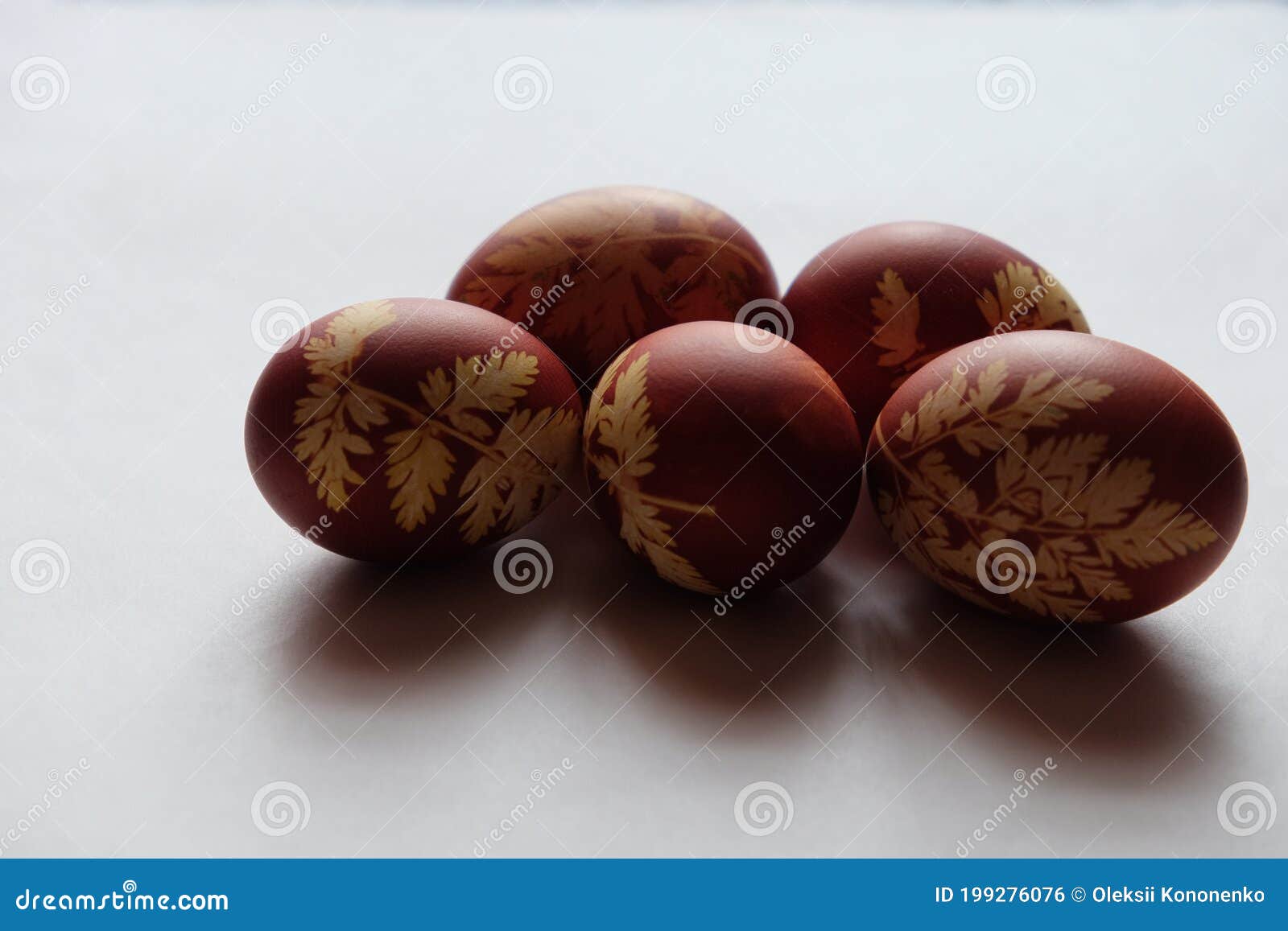 Painted Easter Eggs on a White Background. Floral Pattern on a Red ...