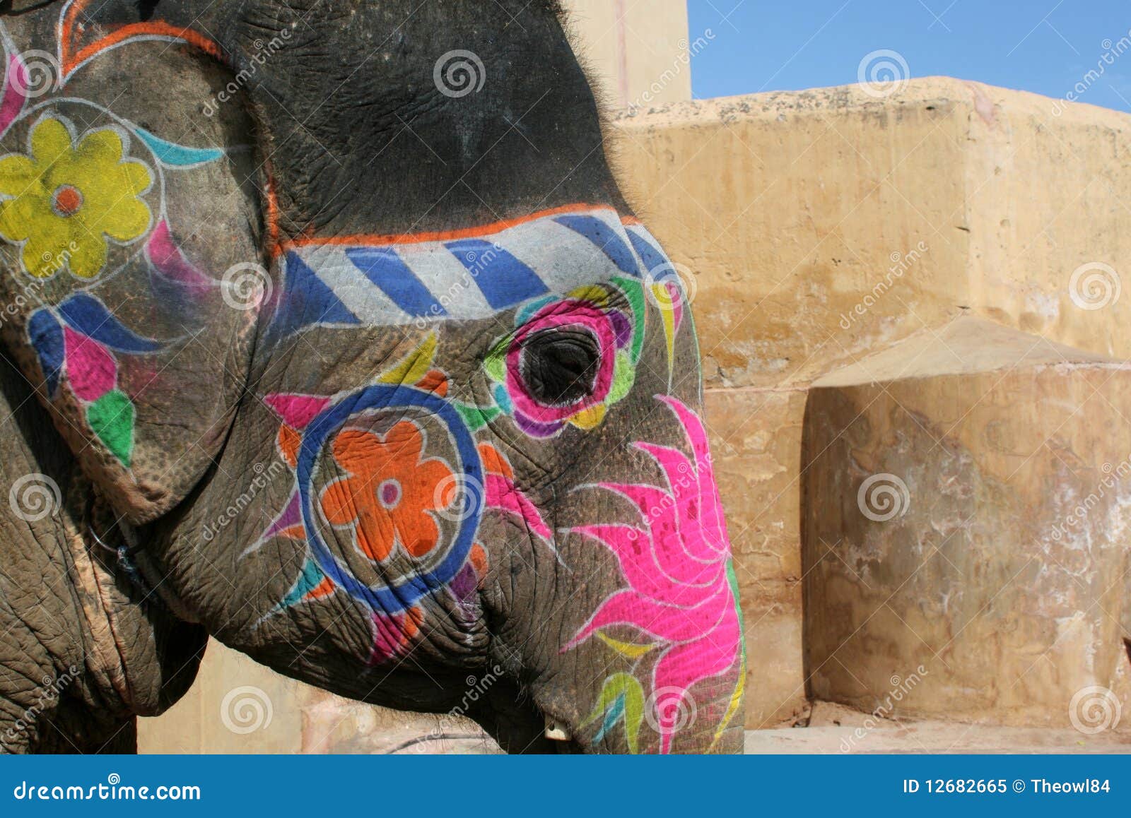 Painted Elephant stock image. Image of paint, mammal - 12682665