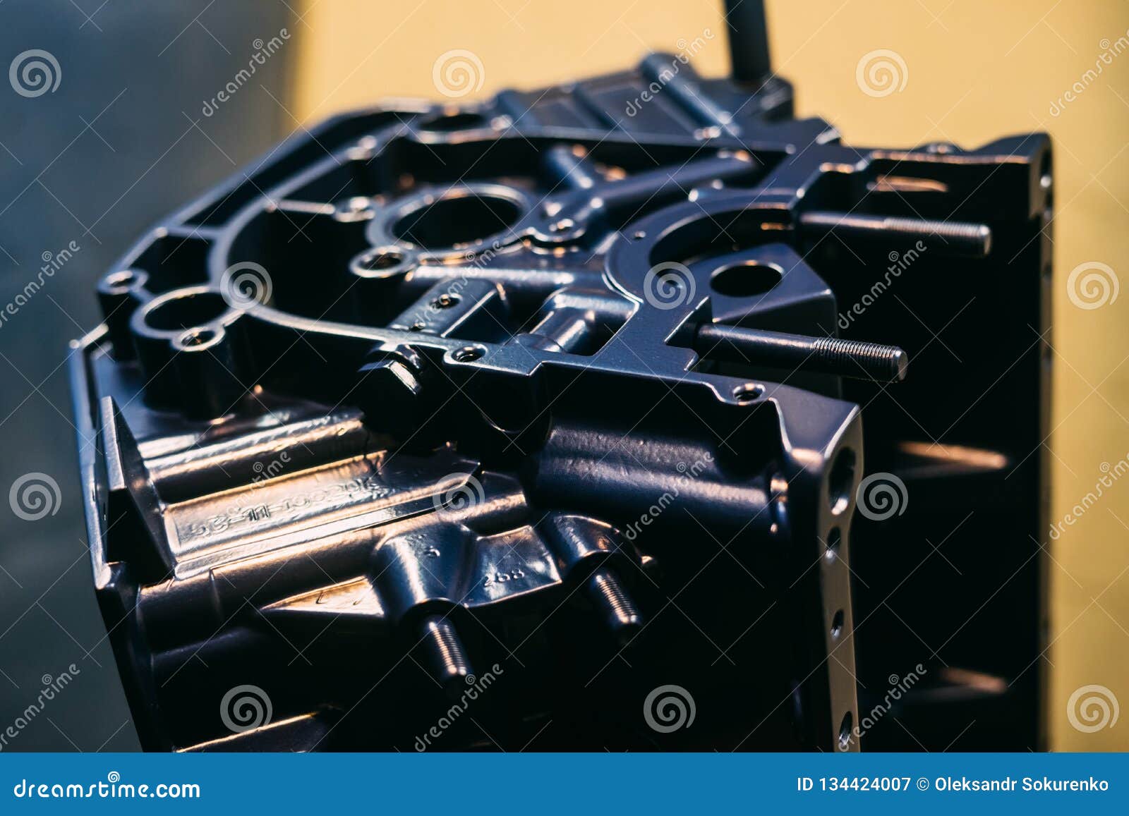 Painted Engine Block in Blue Color Stock Image - Image of accessibility ...