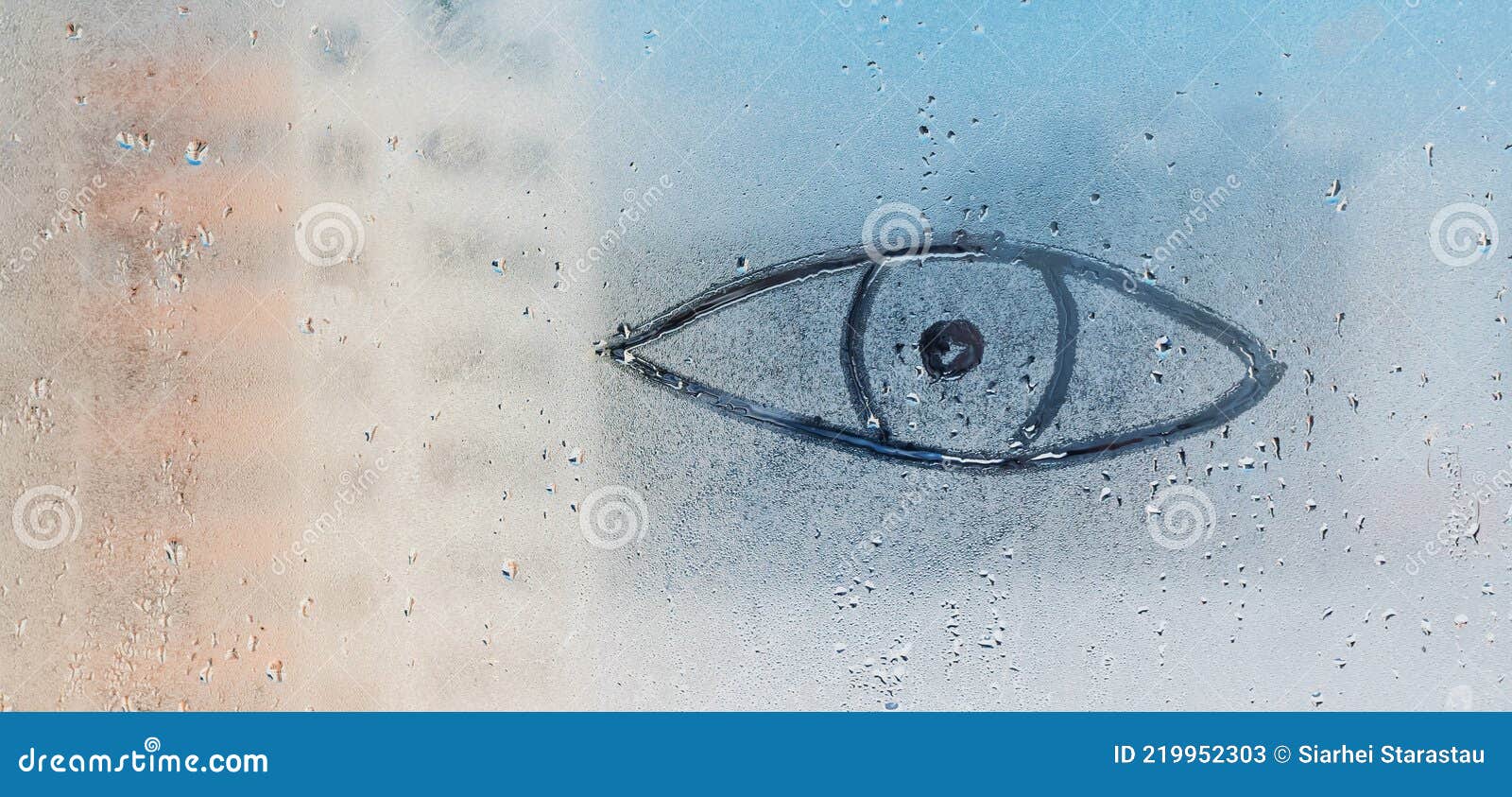 A Painted Eye on a Misted Spring Window Stock Image - Image of glass ...