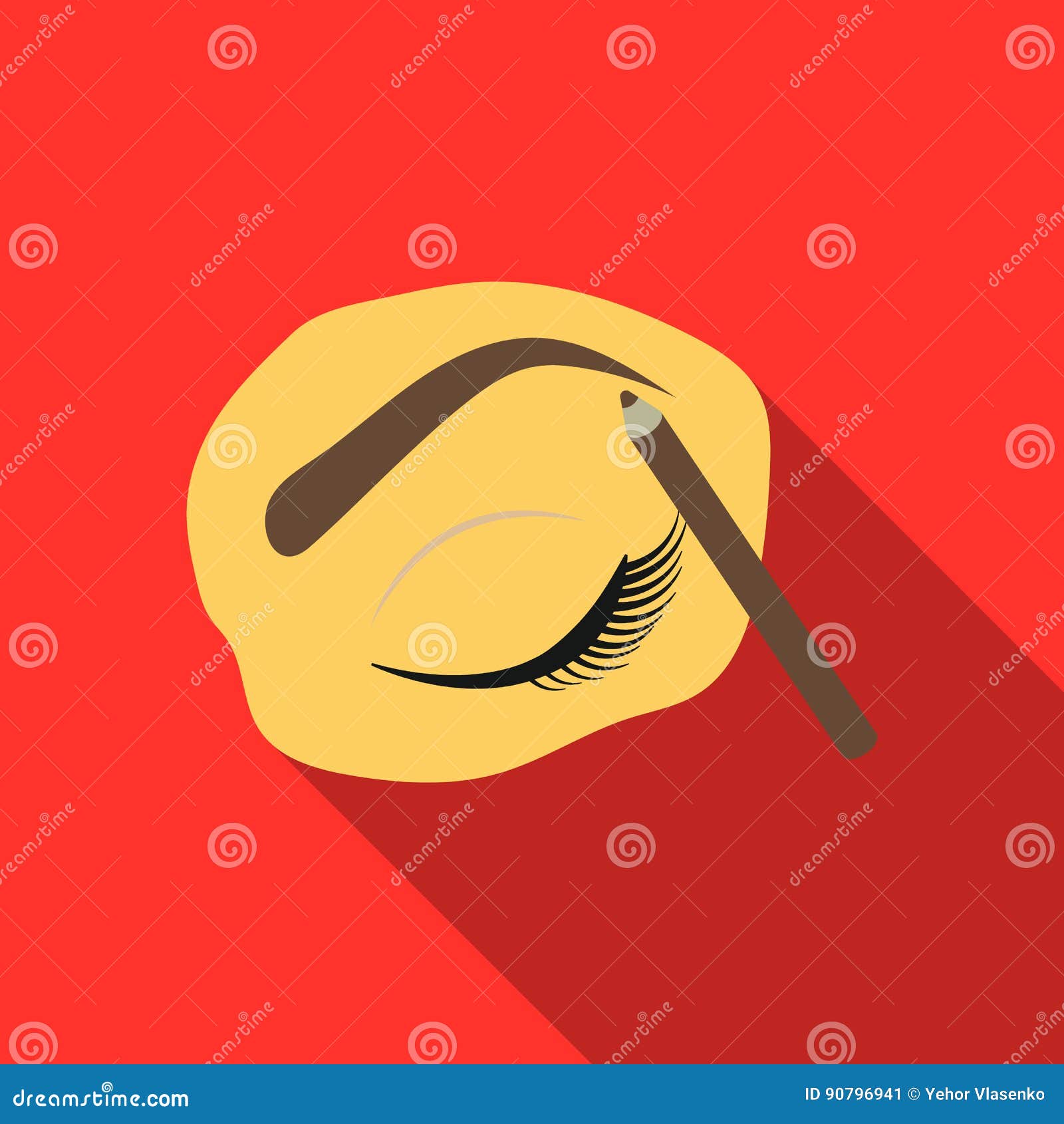 Painted Eyebrows Icon in Flat Style Isolated on White Background. Make ...