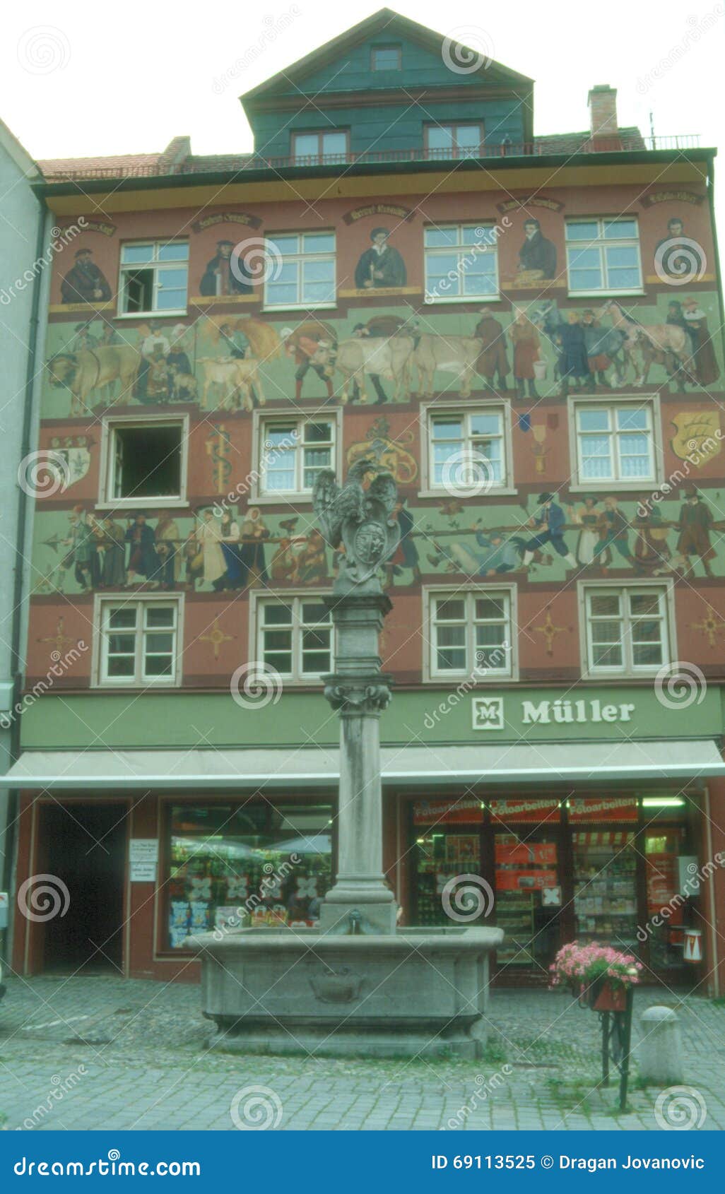 Painted Facade of Medieval Building in Isny Editorial Image - Image of ...