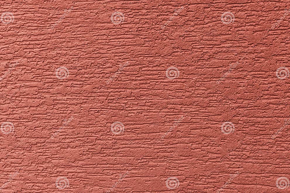 Painted Facade Wall. Building with Structural Red Color Paint Stock ...