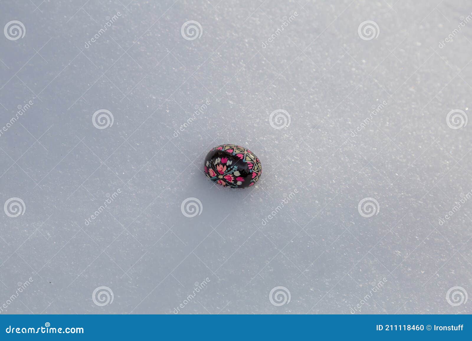Colorful Beautiful Easter Egg in the Snow Stock Photo - Image of ...