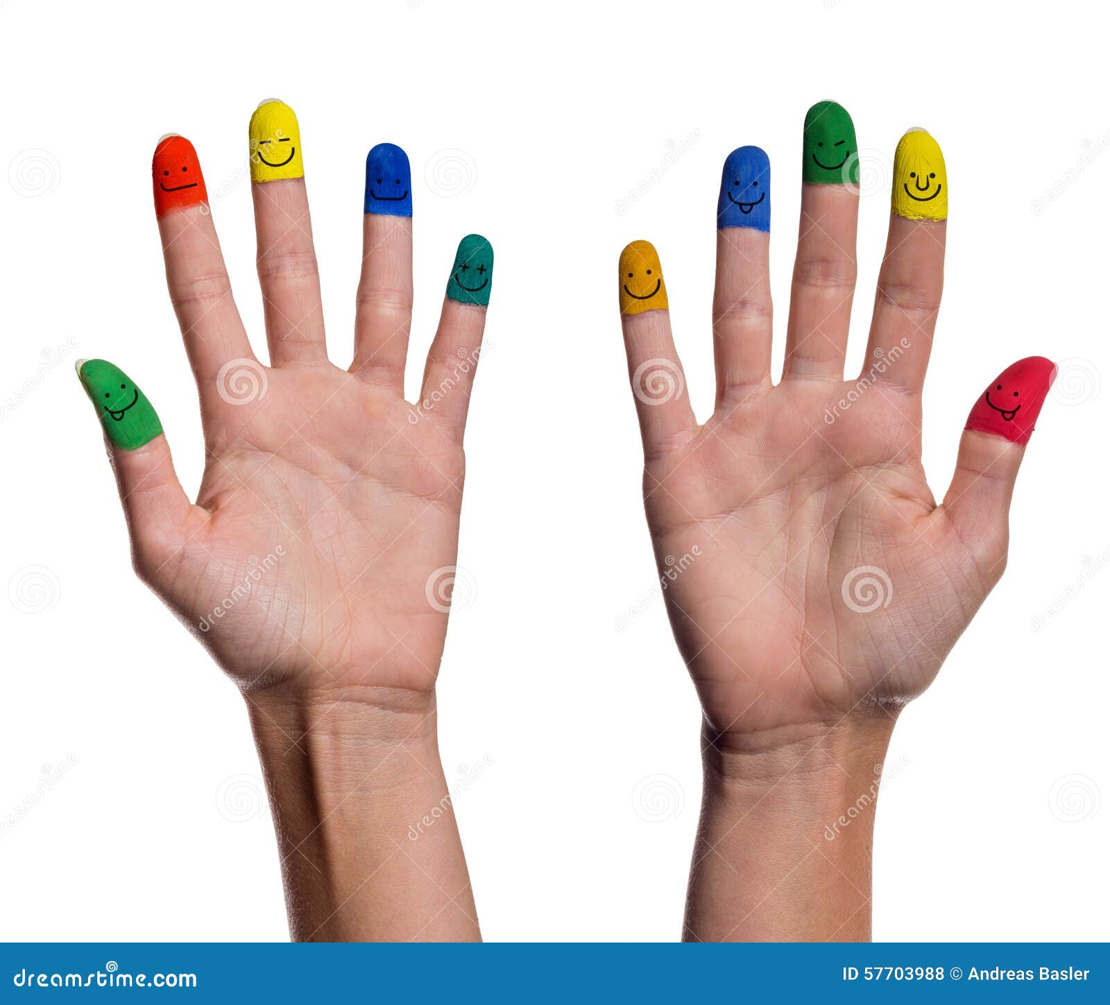 Painted Fingertips with Smileys Stock Photo - Image of creative ...
