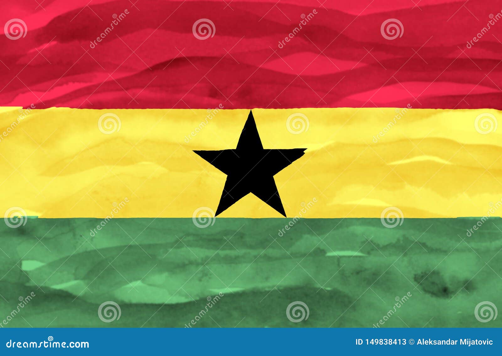 Painted flag of Ghana stock image. Image of handmade - 149838413