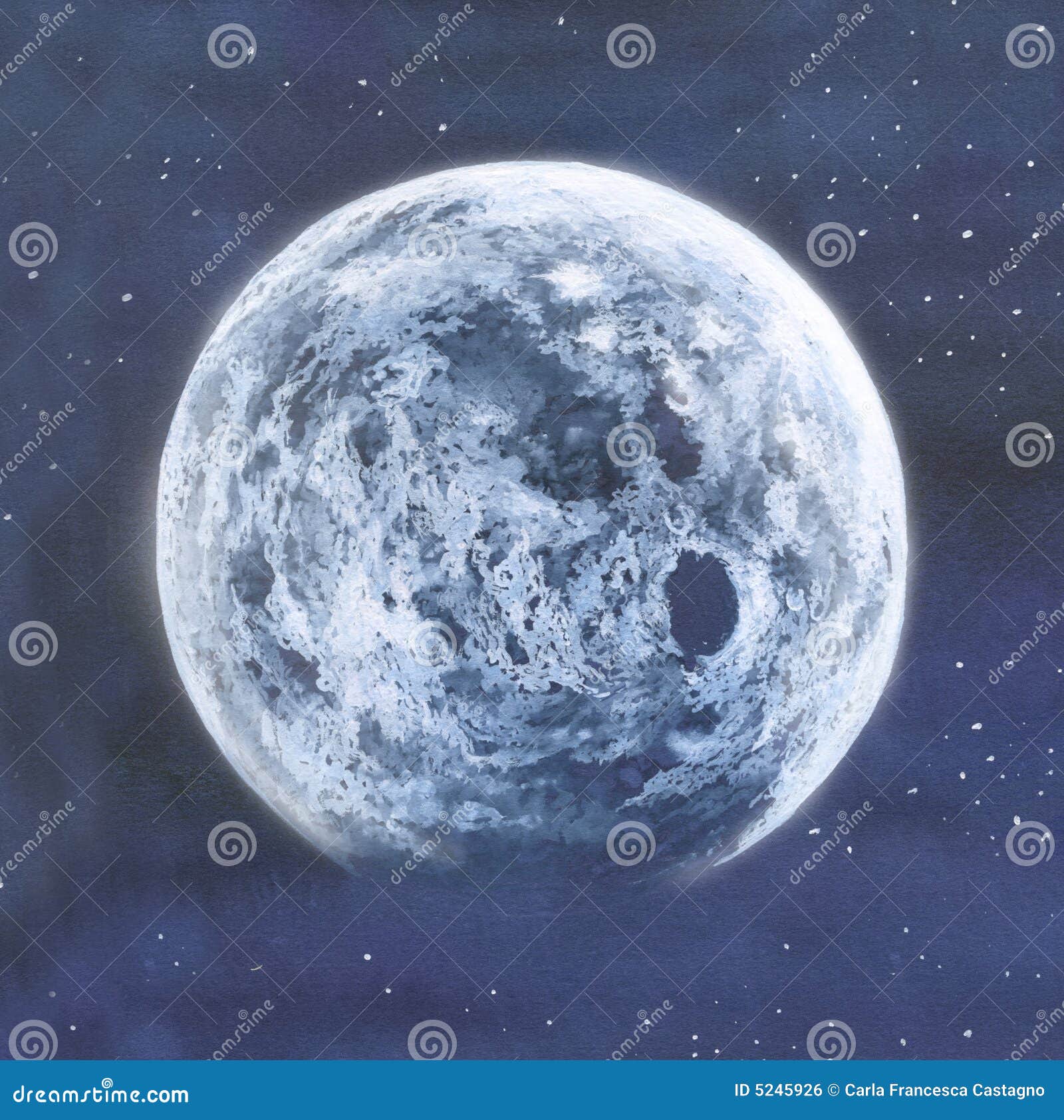 Painted full moon stock illustration. Illustration of crater - 5245926
