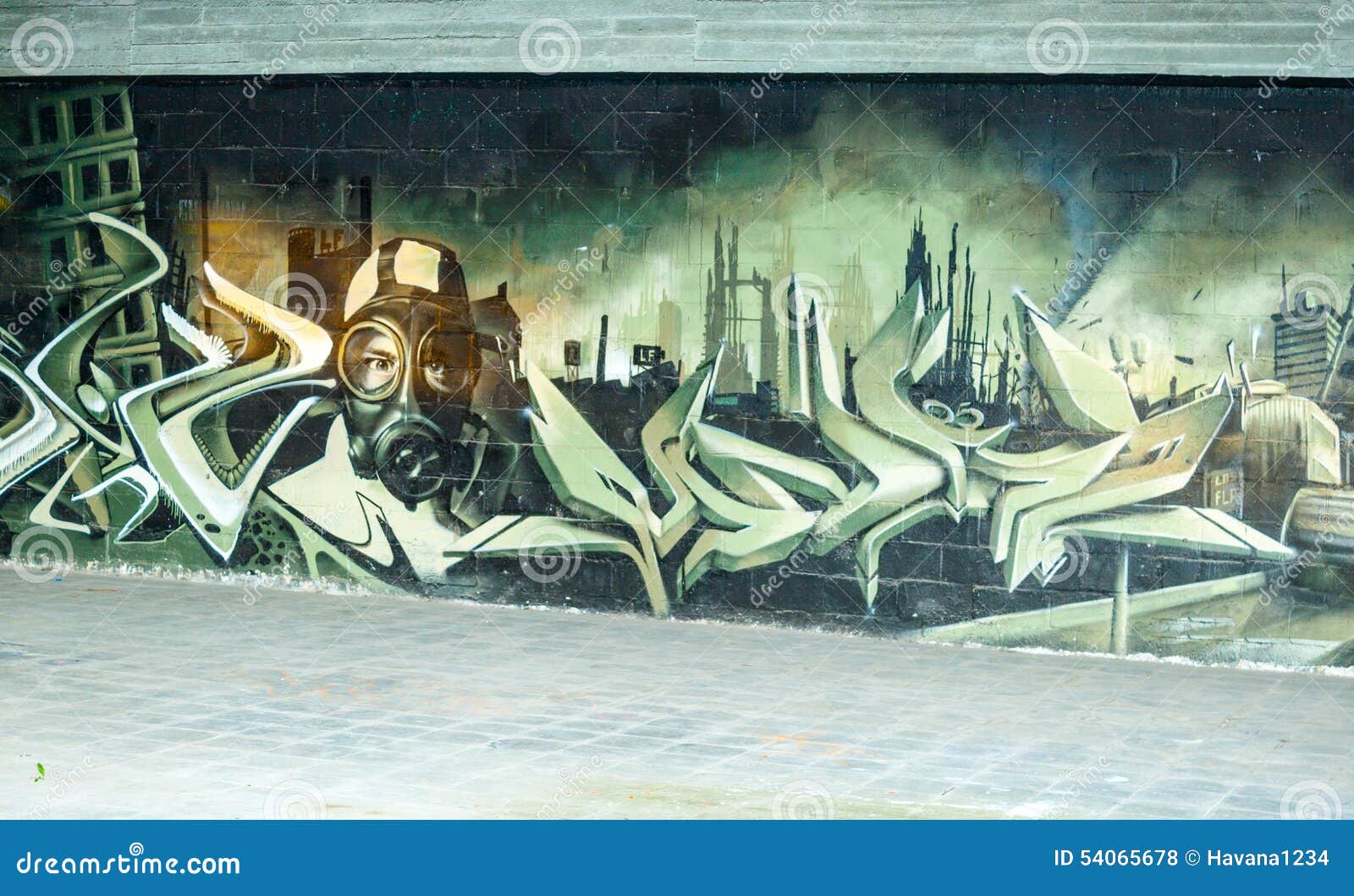 Painted Graffiti in an Abandoned Factory Building. Editorial Stock ...