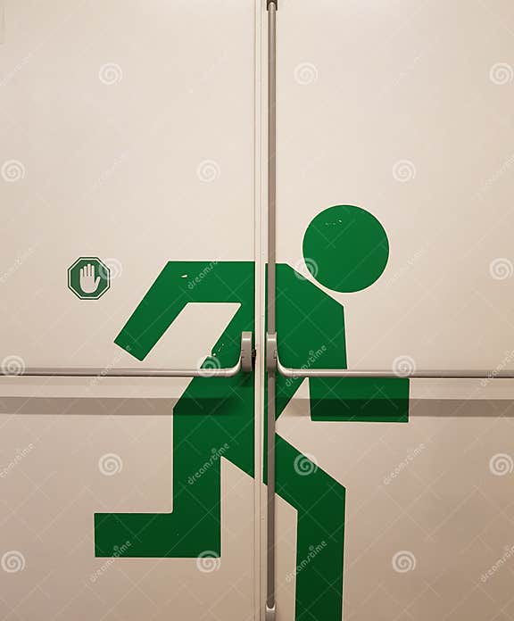 Painted Green Man at Emergency Exit Stock Image - Image of architecture ...