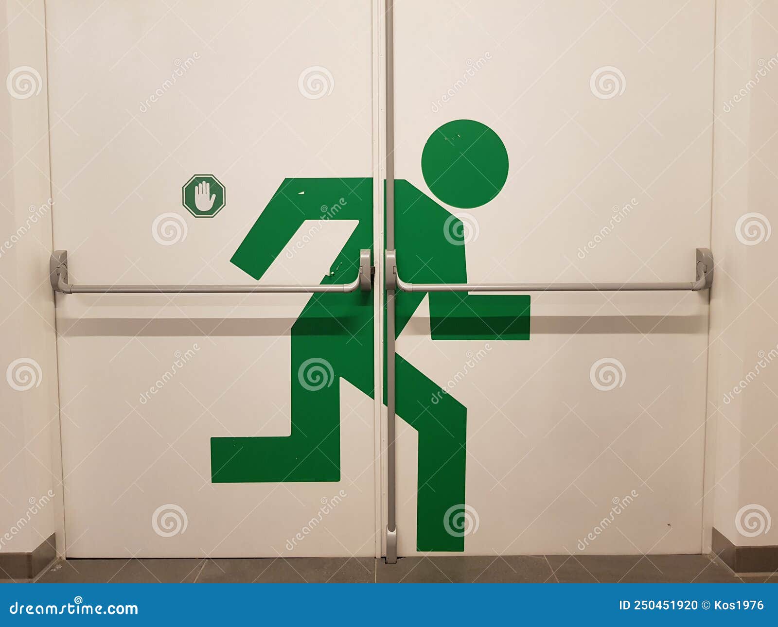 Painted Green Man at Emergency Exit Stock Photo - Image of doors ...