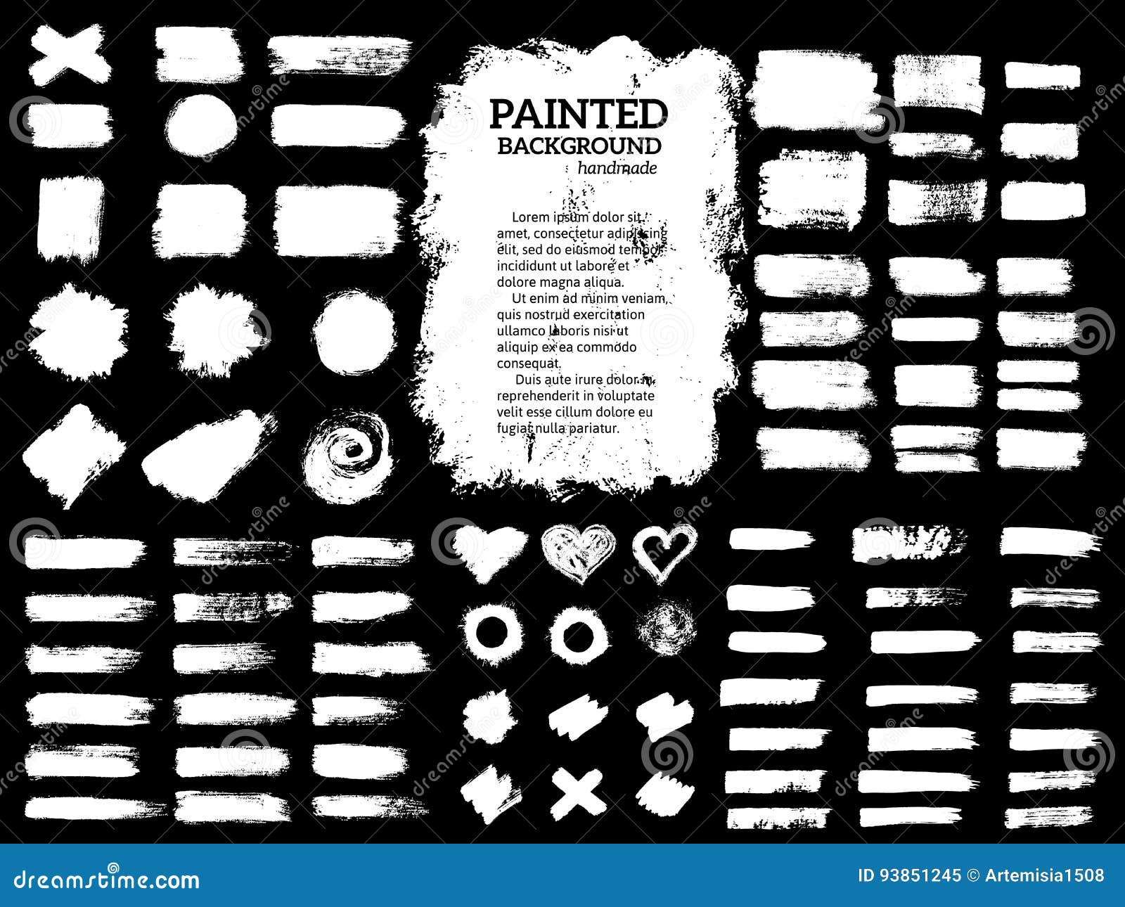 Painted Grunge Stripes Set. Black Labels, Background, Paint Texture ...