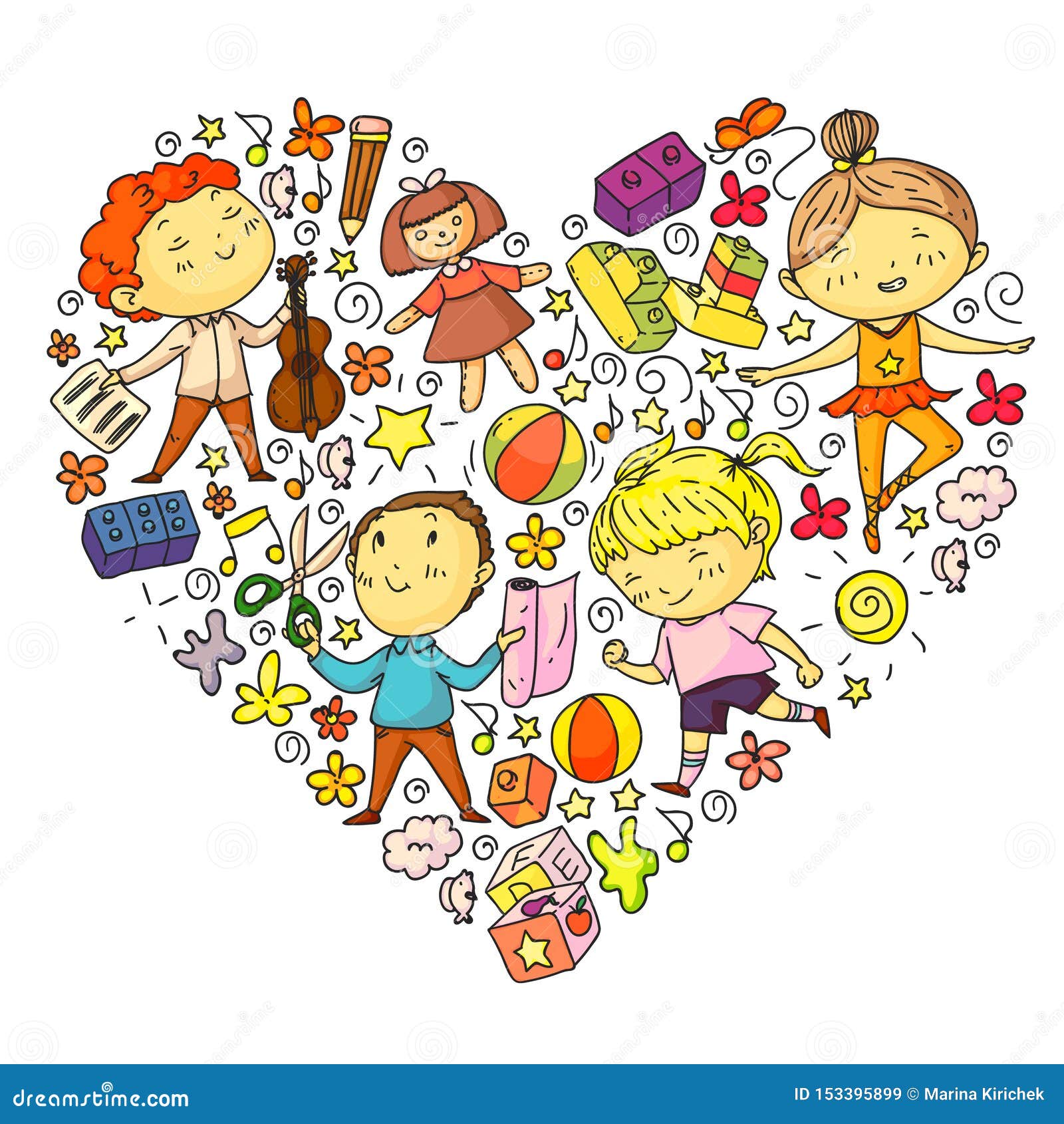 Painted by Hand Style Pattern on the Theme of Childhood. Vector ...