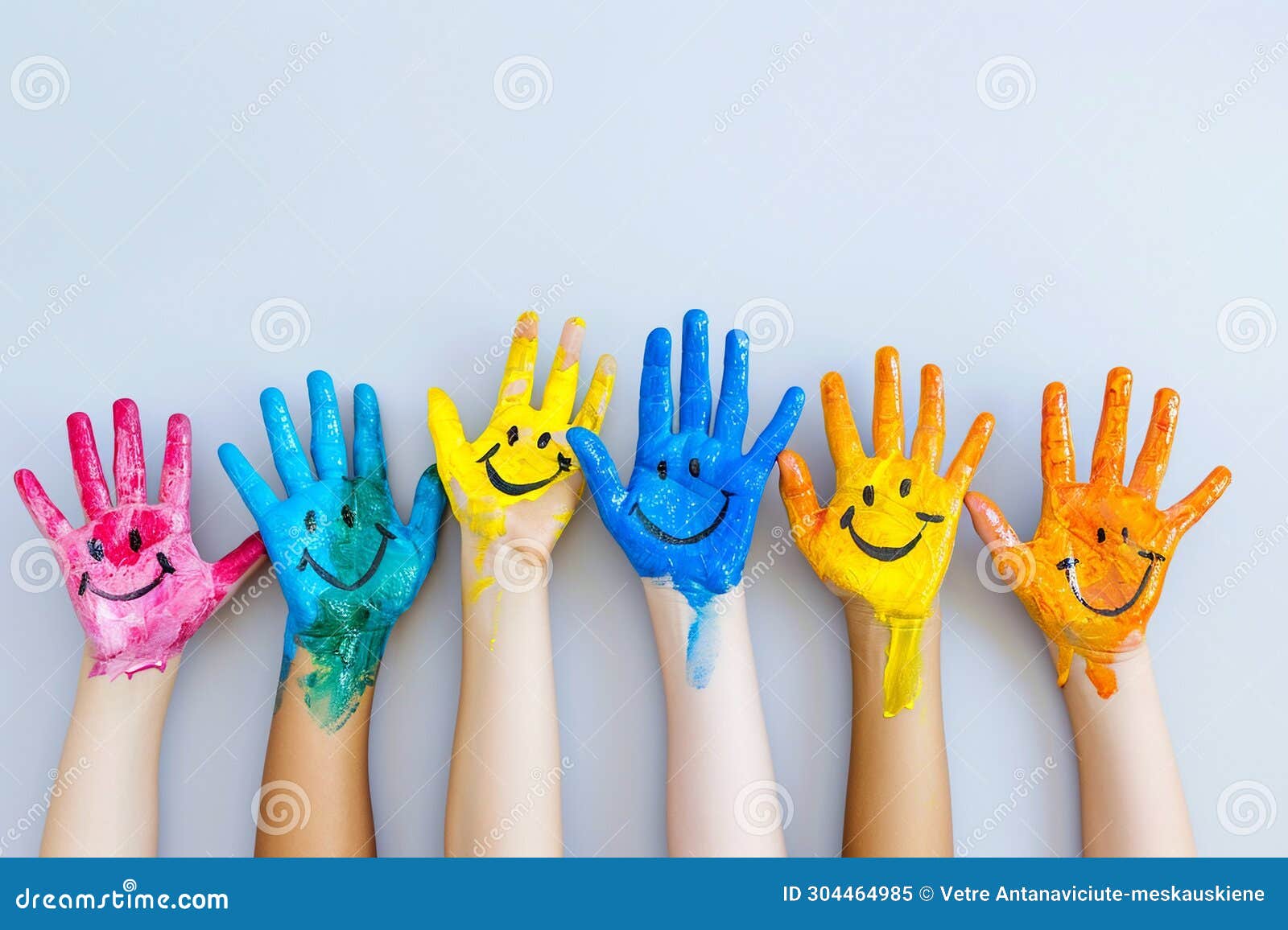 Painted Hands of Children with Smileys Stock Illustration ...