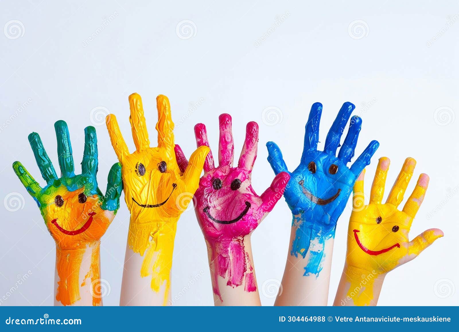 Painted Hands of Children with Smileys Stock Illustration ...