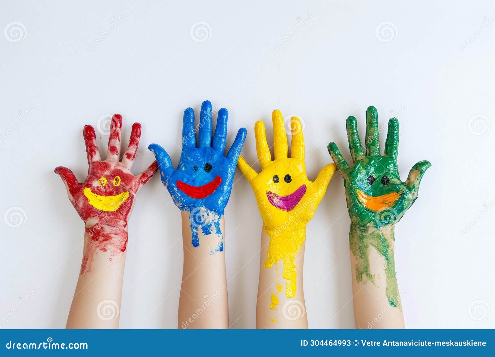 Painted Hands of Children with Smileys Stock Illustration ...