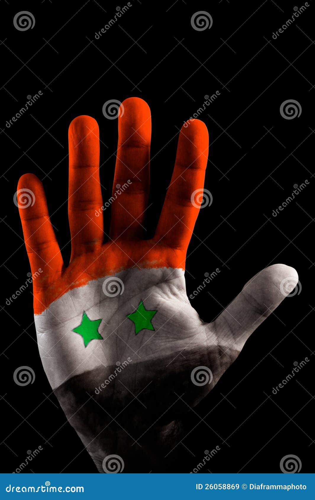 PAINTED HANDs FLAGs - Syria Color on Opened Finger Stock Image - Image ...