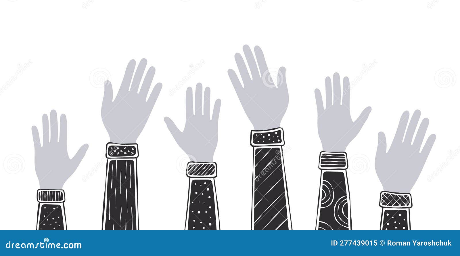 Painted Hands. Set of Silhouettes Raised Up Different Hands Stock ...