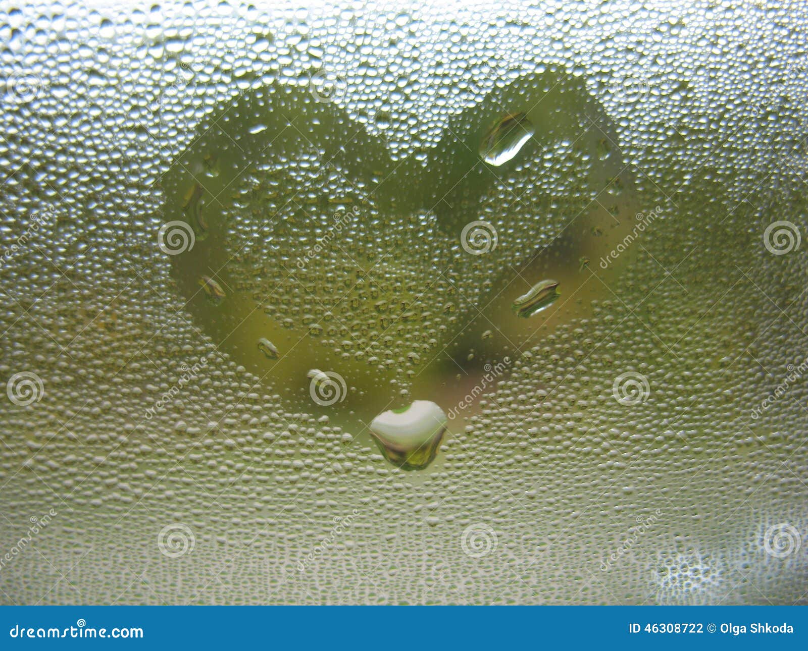 Painted Heart on Window Glass and Rain Drops Stock Photo - Image of ...