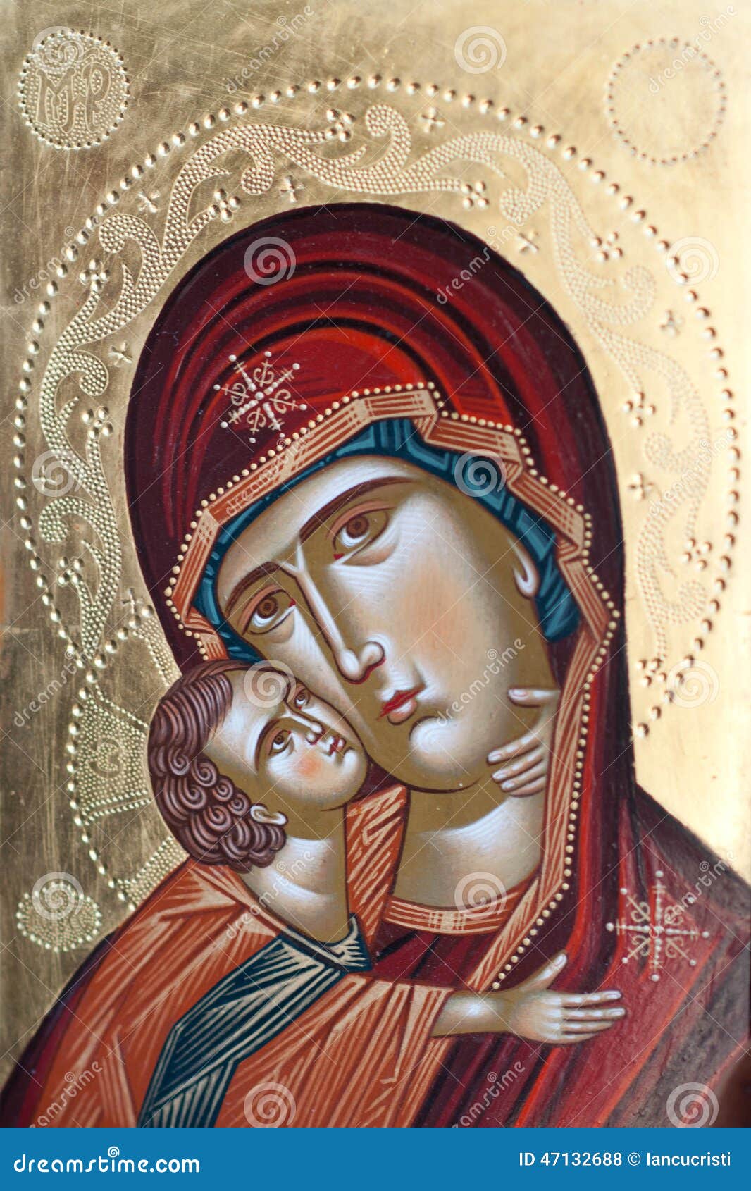 Painted Icon of Virgin Mary and Jesus Christ Stock Photo - Image of ...