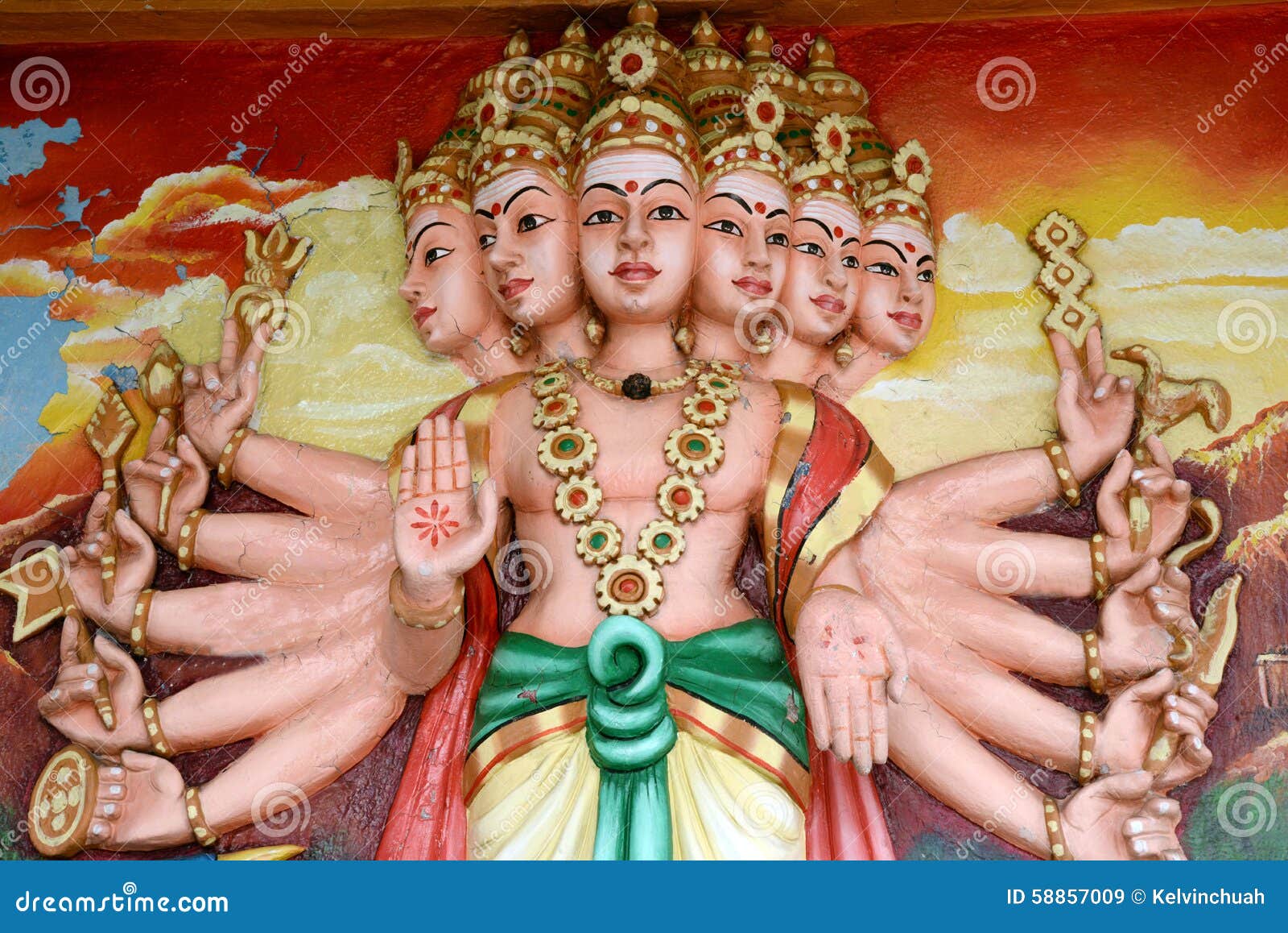 Painted Indian gods stock image. Image of hindu, hands - 58857009