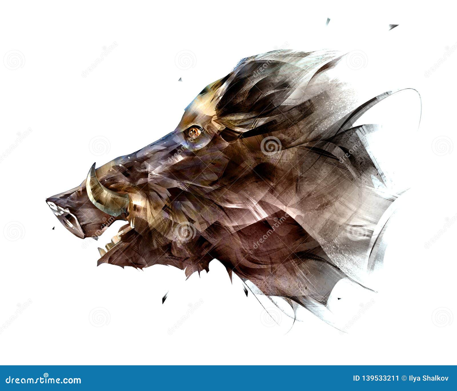 Painted Isolated Bright Face Animal Boar from the Side Stock ...