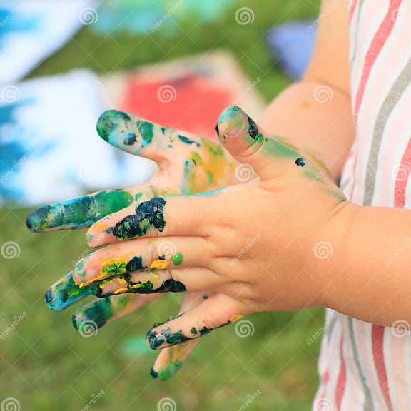 Painted kids hands stock image. Image of painting, color - 32402147