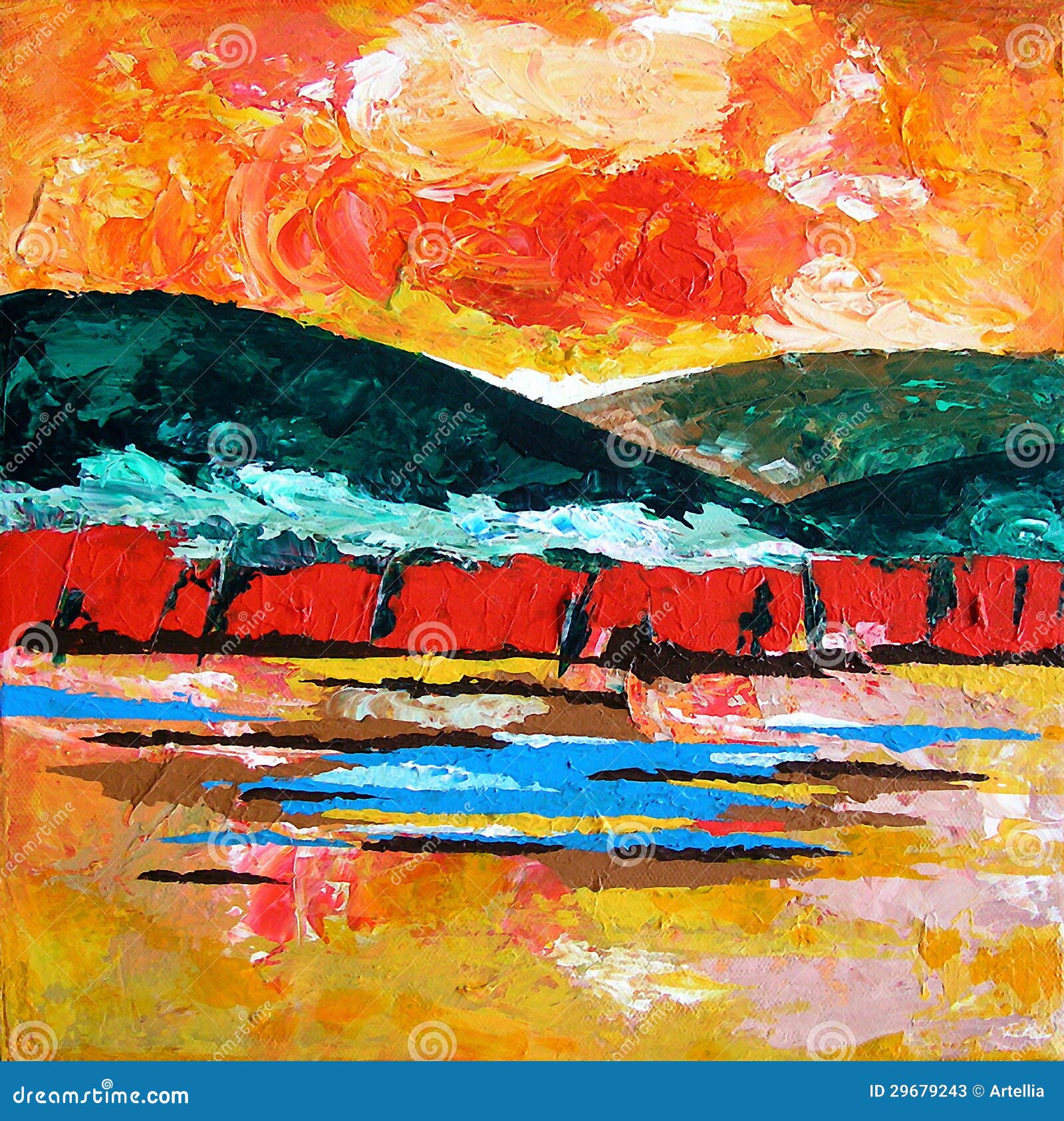 Abstract Sunset Background With Blue Sky And Panorama Of Heidelberg ...