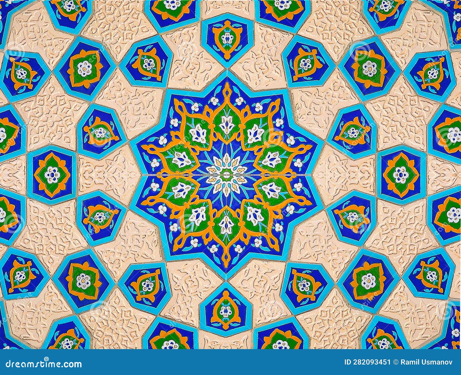 Painted Large Arabic Architectural Patterns. Stock Image - Image of ...