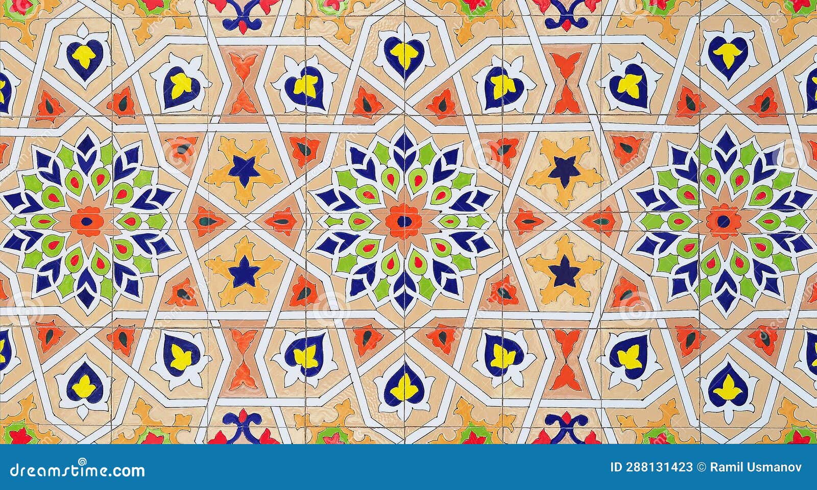 Painted Large Arabic Architectural Patterns. Stock Image - Image of ...