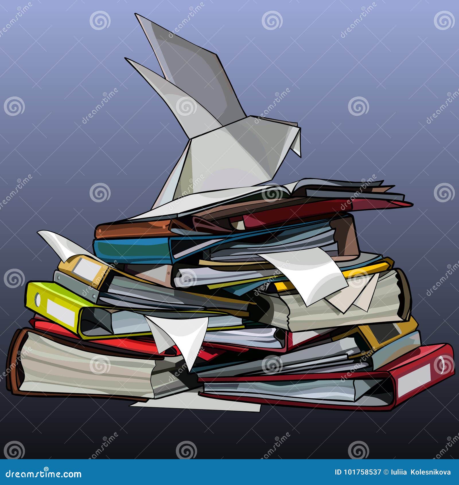 Painted a Large Pile of Folders with Papers Stock Vector - Illustration ...