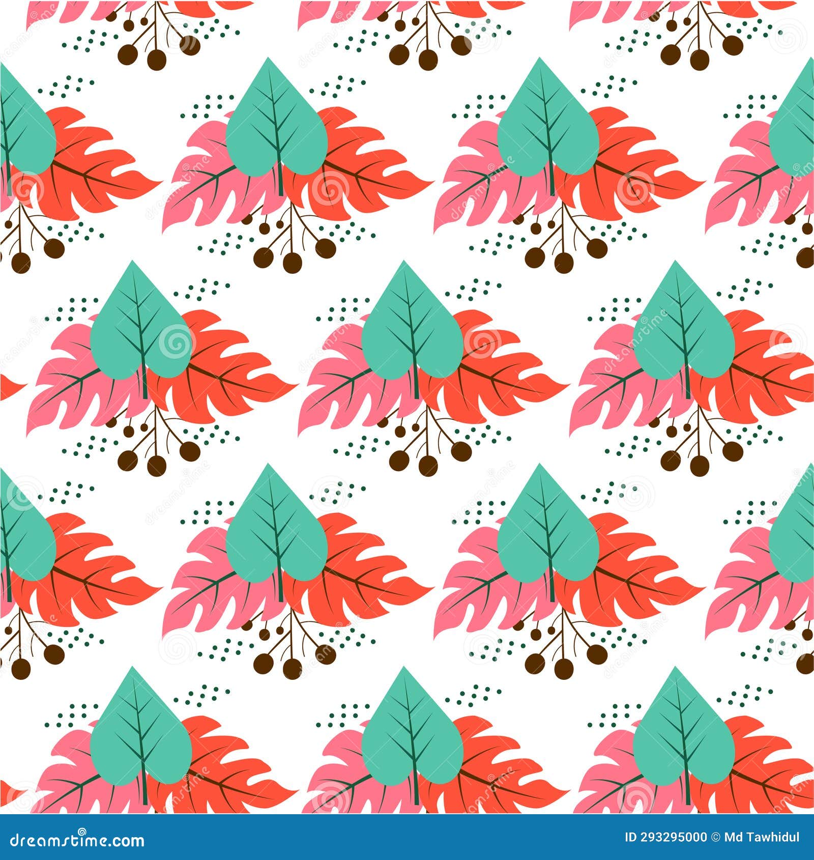 Painted Leaves Pattern and Background Design, Flowers Pattern Design ...