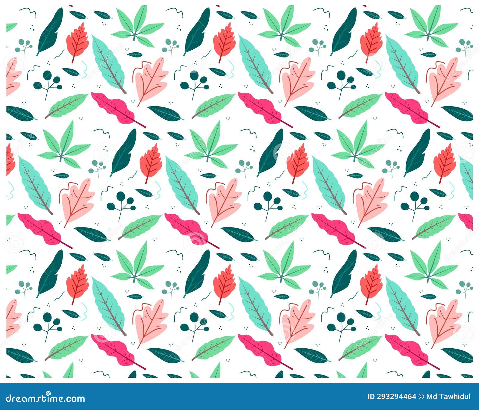 Painted Leaves Pattern and Background Design, Flowers Pattern Design ...