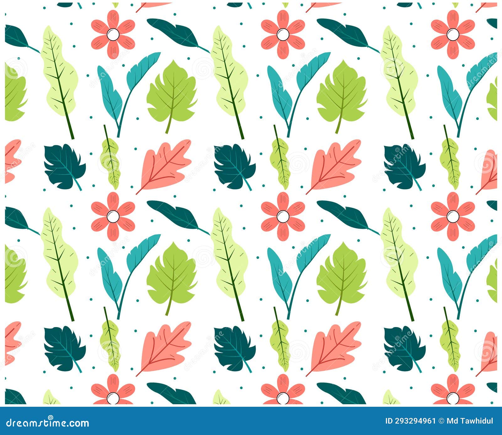 Painted Leaves Pattern and Background Design, Flowers Pattern Design ...