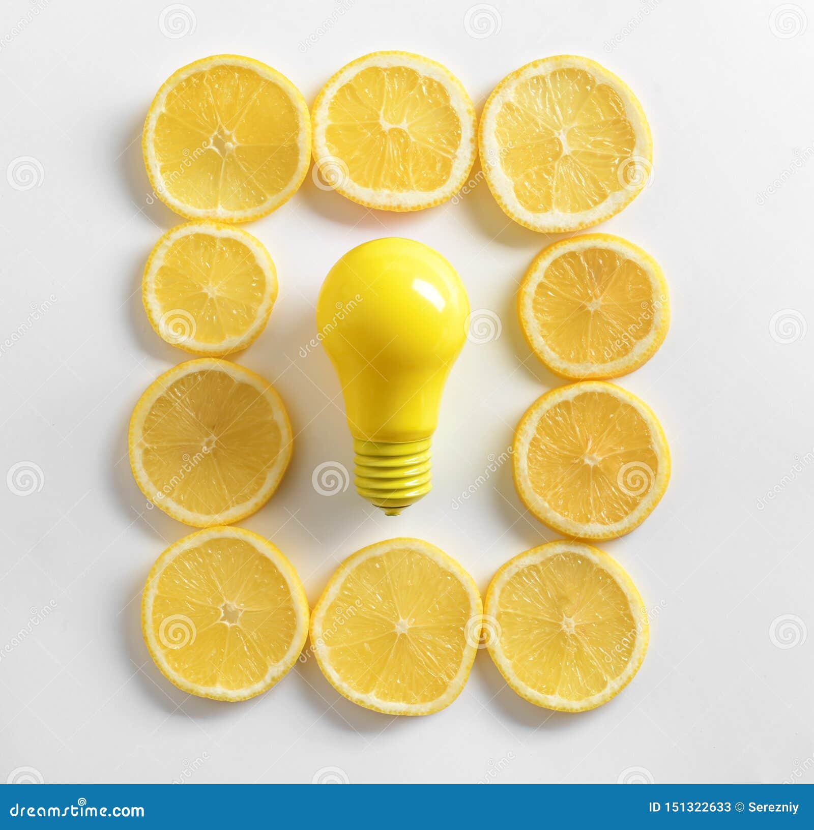 Painted Light Bulb with Lemon Slices on White Background Stock Image ...